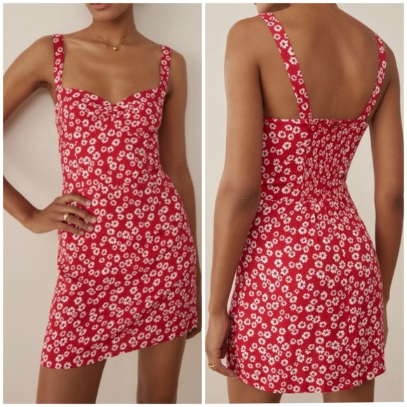 Reformation | Dresses | Reformation Floral Baldwin Mini Dress Red White ...